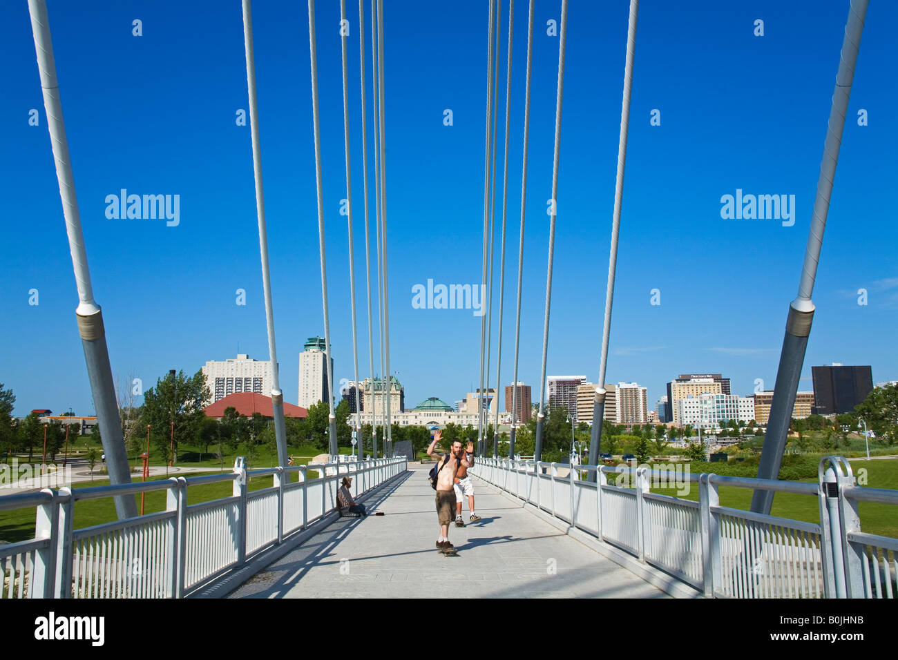 Esplanade Riel Pedestrian Bridge Winnipeg Manitoba Canada Stock Photo ...