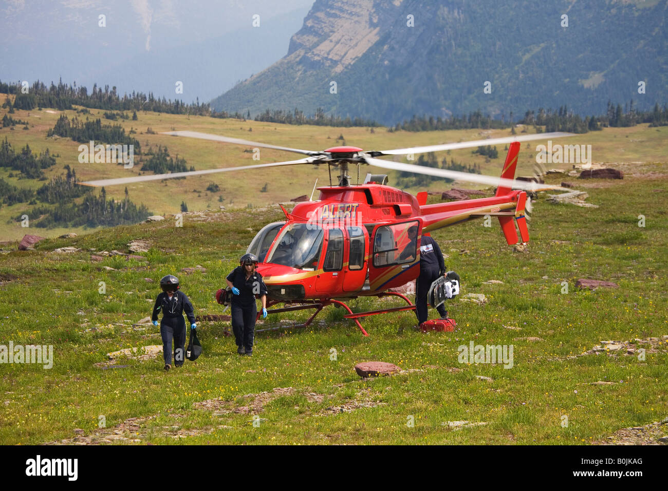 Air Rescue Helicopter Glacier National Park Kalispell Montana USA Stock ...