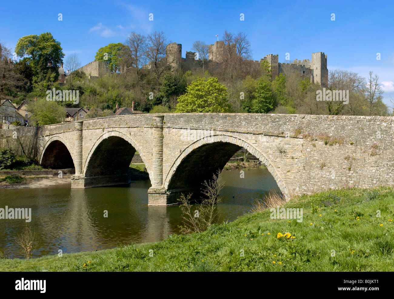 dinham medieval bridge river teme ludlow castle shropshire england uk ...