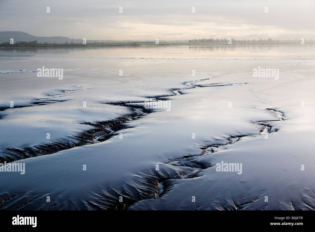 Mud flats at low tide on the River Severn, Gloucestershire, England ...