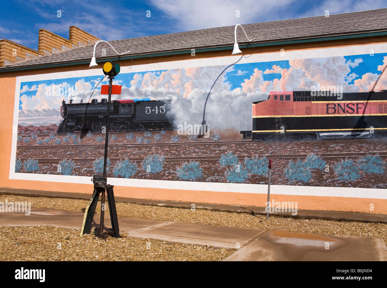Railroad Monument Historic Route 66 Winslow Arizona USA Mural painted ...