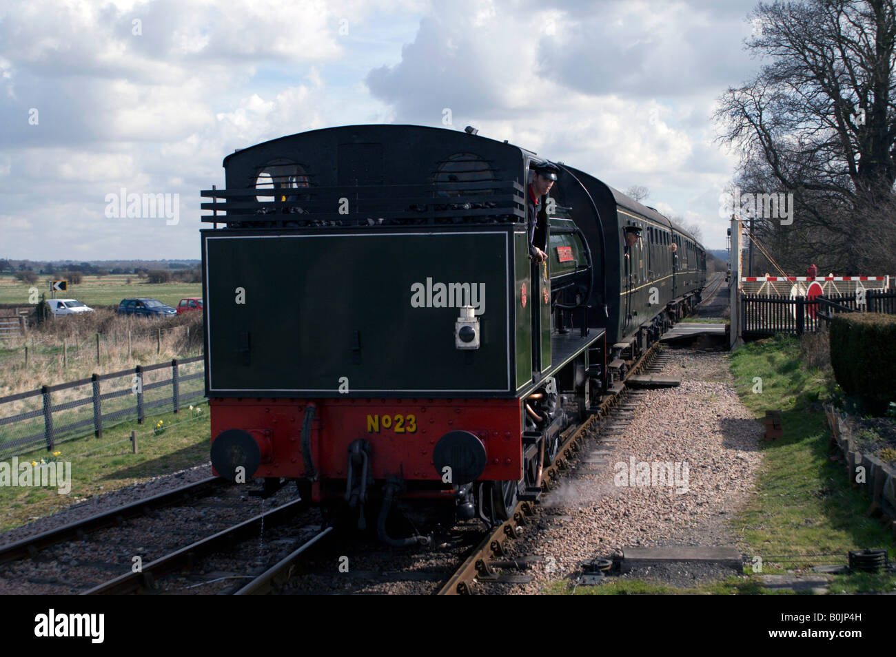 Steam hauled train arriving at Rolvenden Station on the Kent and East ...