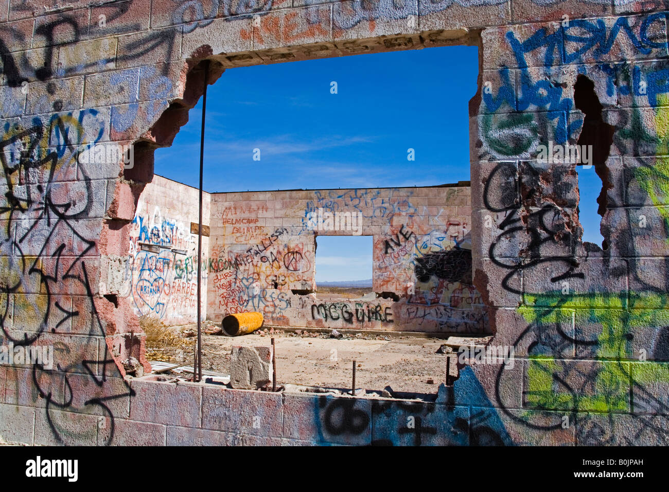 Graffiti covered Gas Station Route 66 Amboy California USA Stock Photo ...