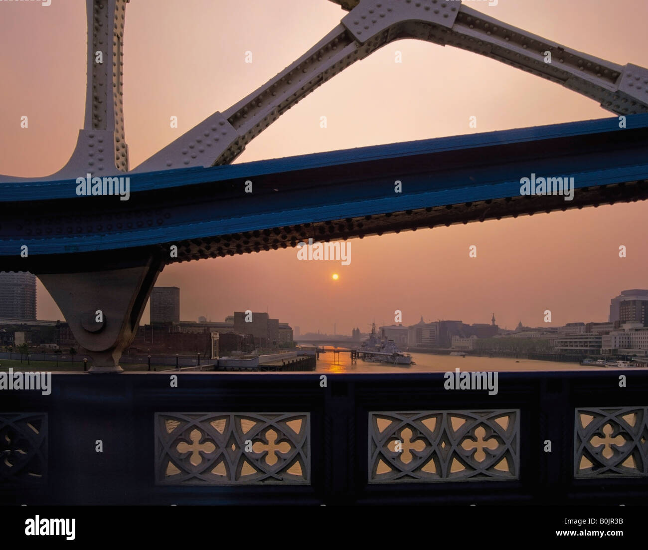 sunset river thames view from tower bridge london england uk Stock ...