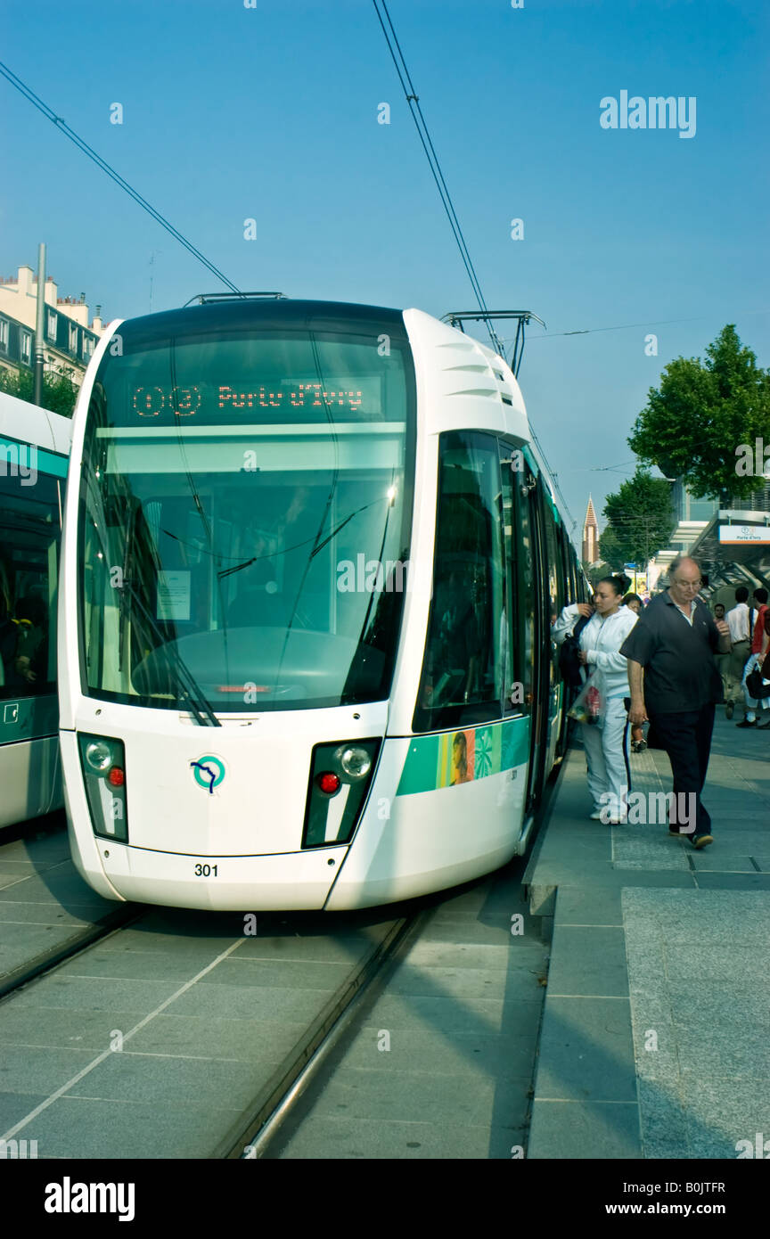 Paris France, Public Transportation People Using Tram Tramway Station ...