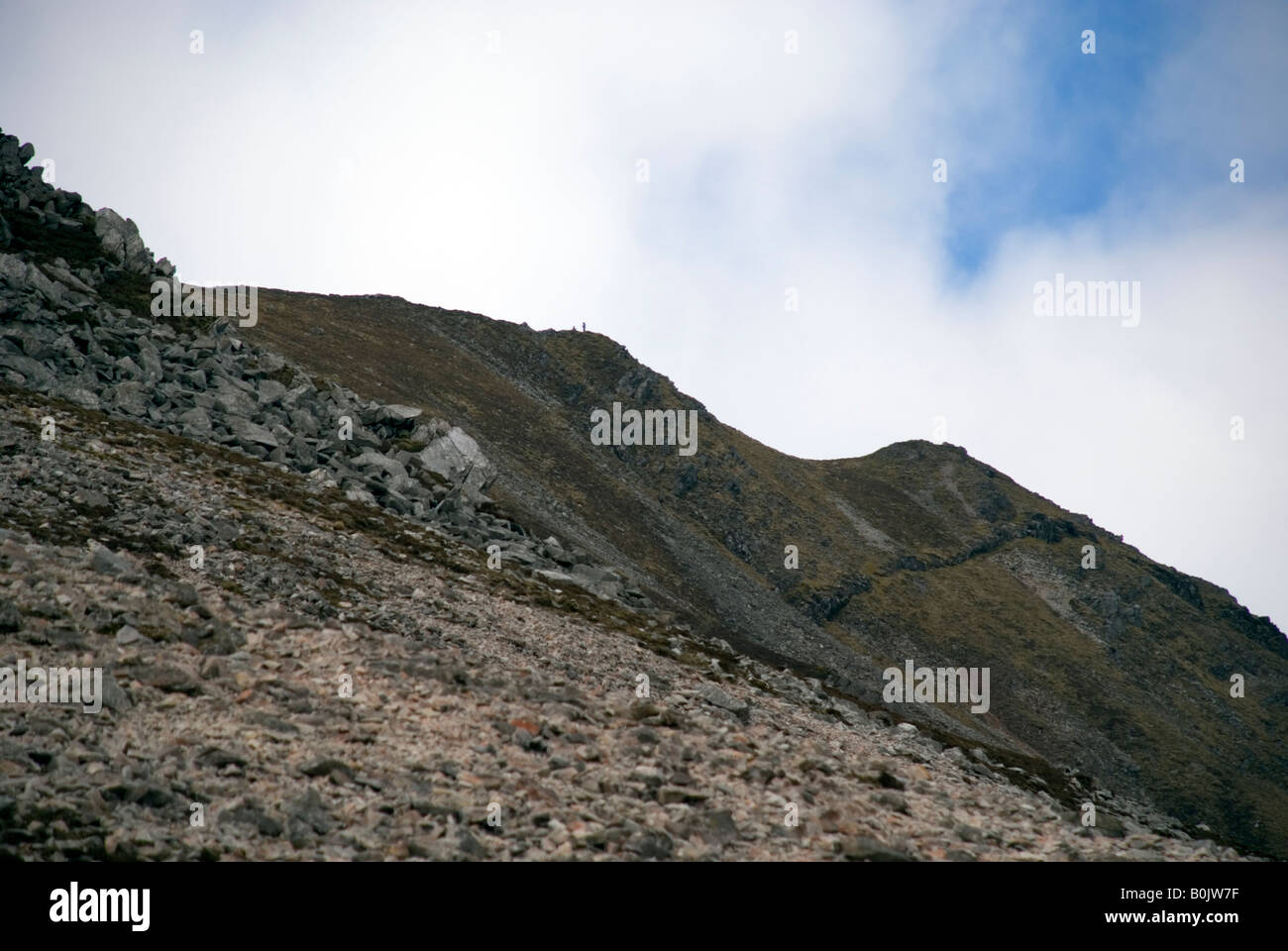 Walkers reach the summit of Mount Errigal or in Irish Earagail near ...