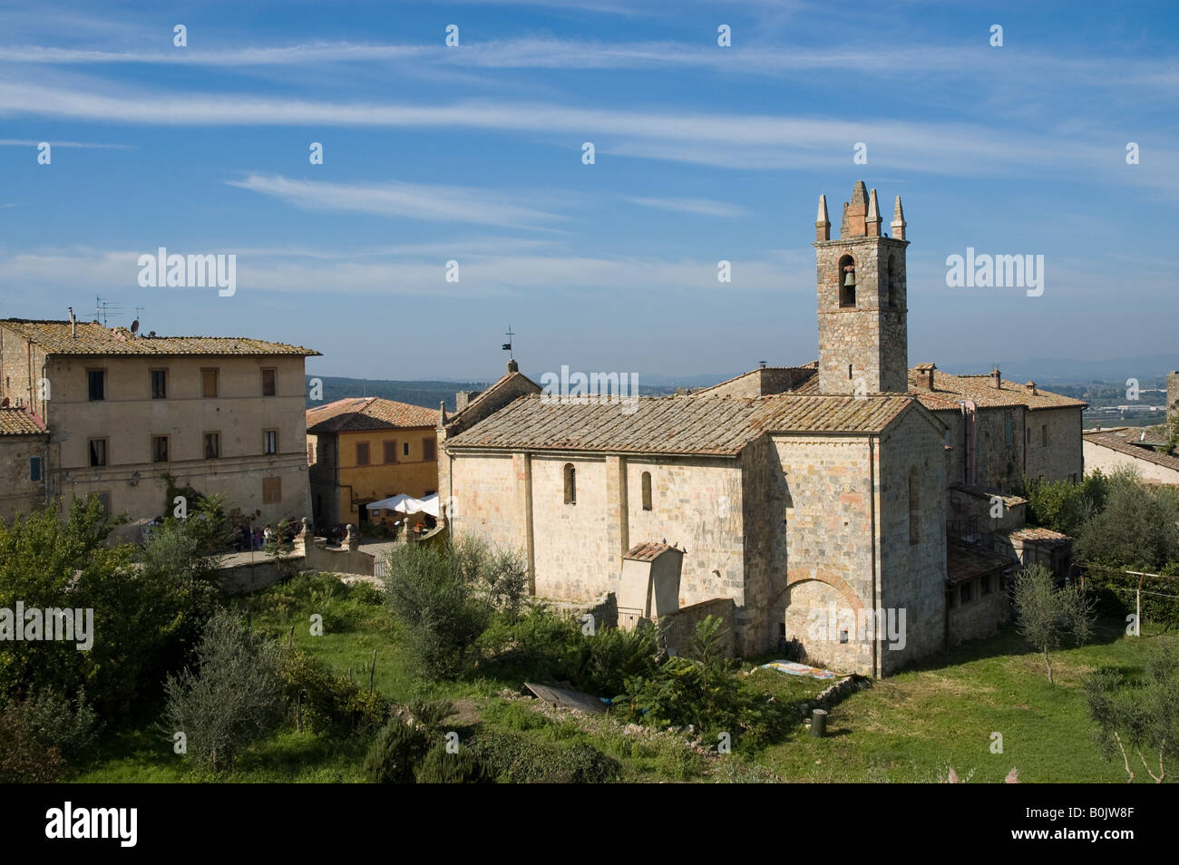 The hilltop walled village of Monteriggioni in Tuscany.Romanesque ...