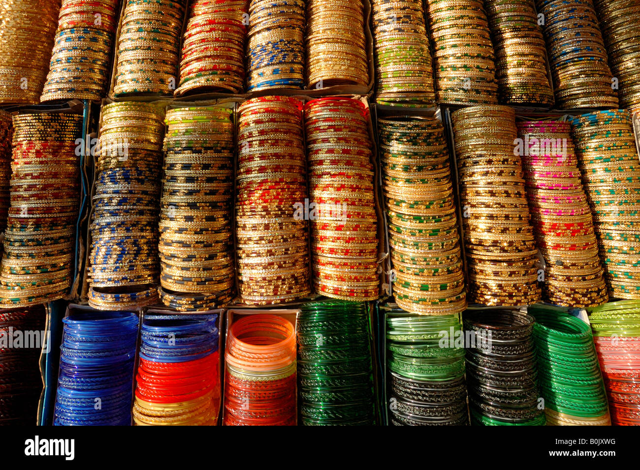Hand bracelets on sale. Market in India. Traditional handicraft ...