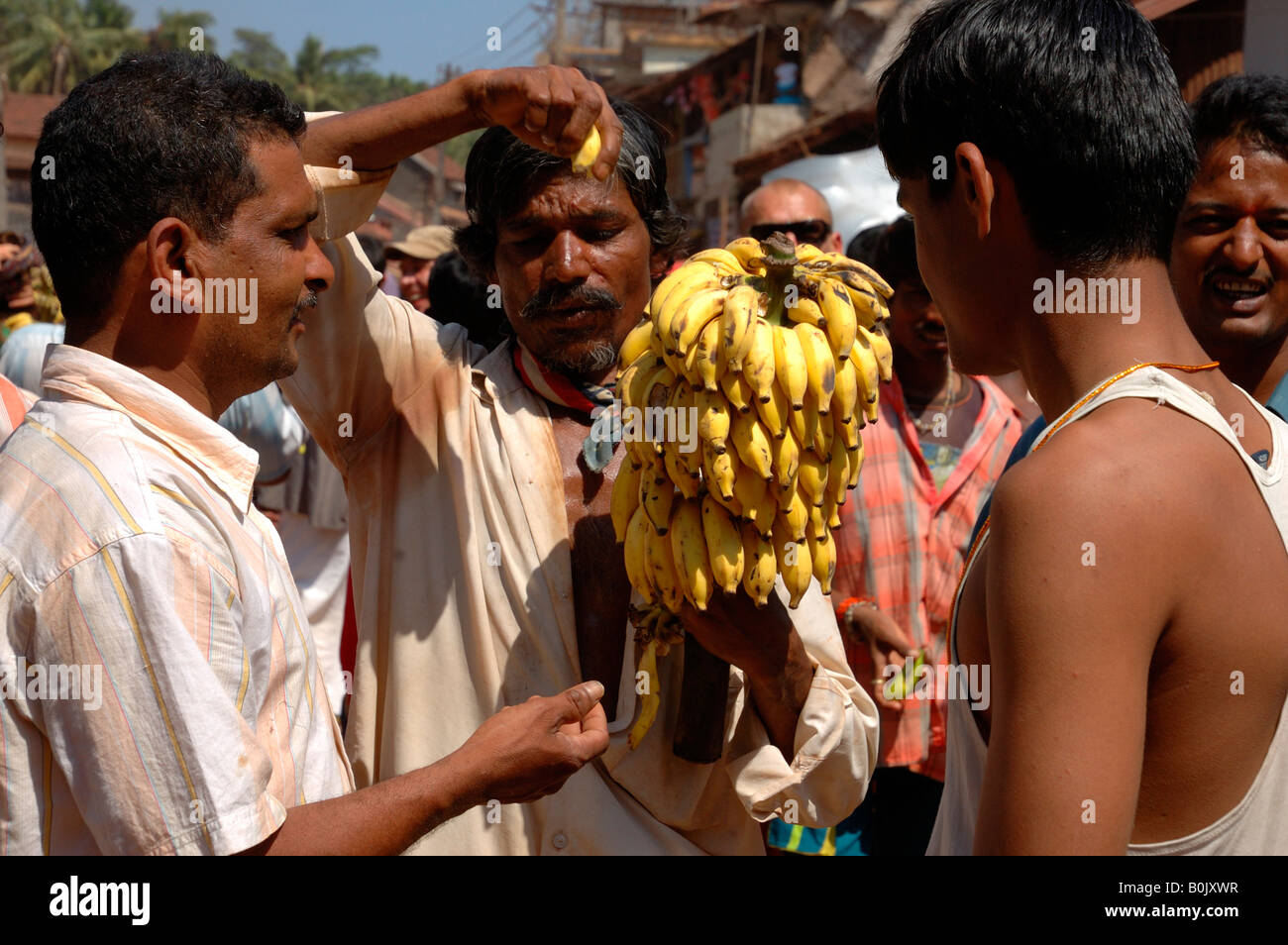 Maha Shivaratri Festival in Gokarna, India. Banana throwing Stock Photo ...