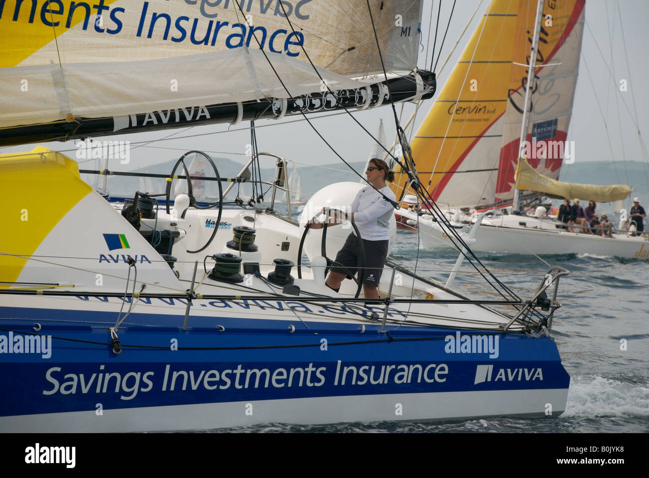 Yacht Skipper Dee Caffari's AVIVA, IMOCA 60 class, Artemis Transat 2008 ...