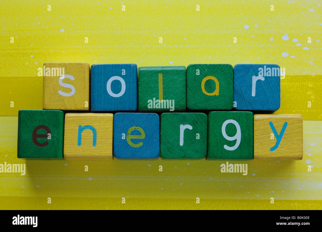 the words 'solar energy' in block letters on a yellow background Stock ...