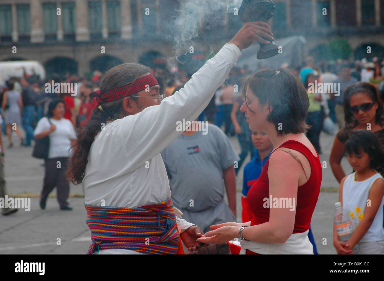 Ancient ritual of healing Zocalo Mexico City Aztec Azteca Stock Photo ...