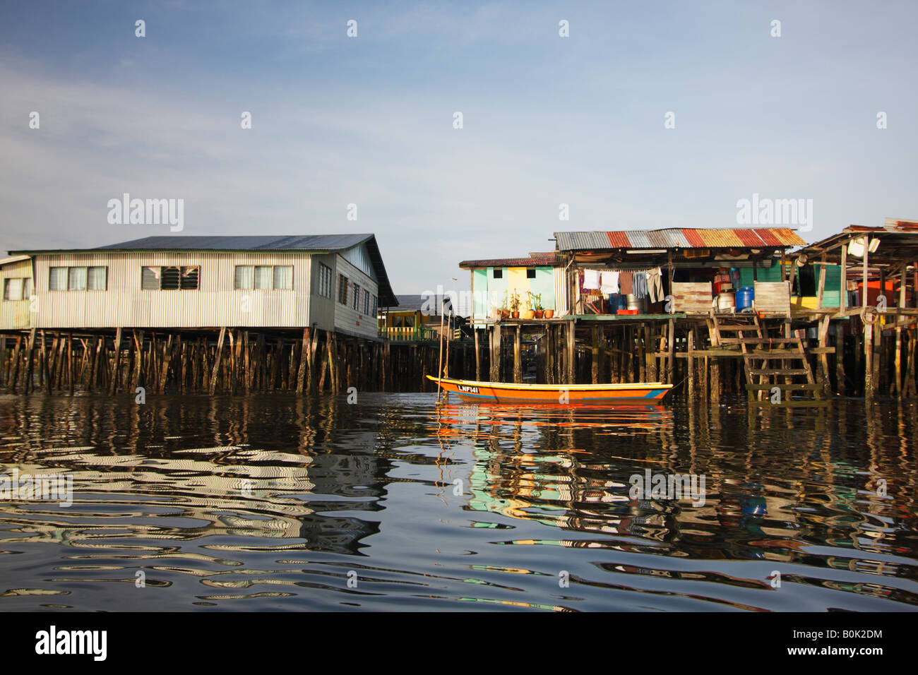Reflection Of Stilt Village, Pulau Labuan, Sabah, Malaysian Borneo ...