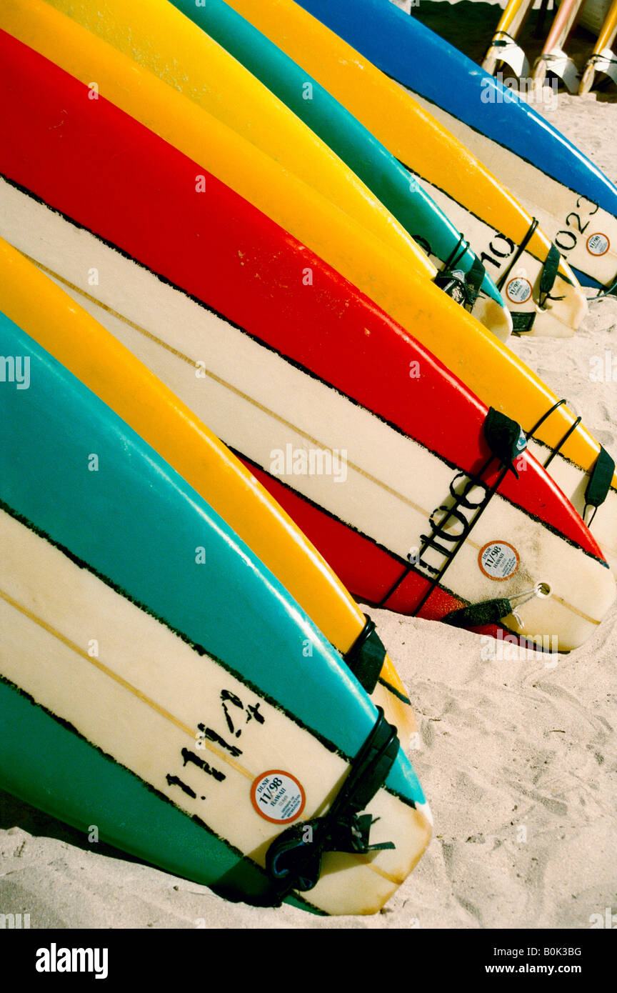 Waikiki beach surf boards hi-res stock photography and images - Alamy