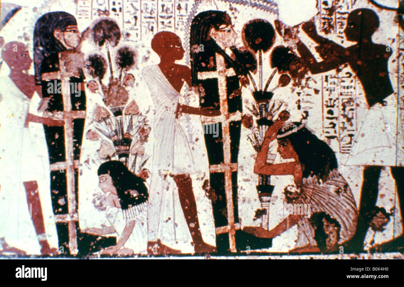Purification of Mummies, detail from a temple wall painting, Thebes ...