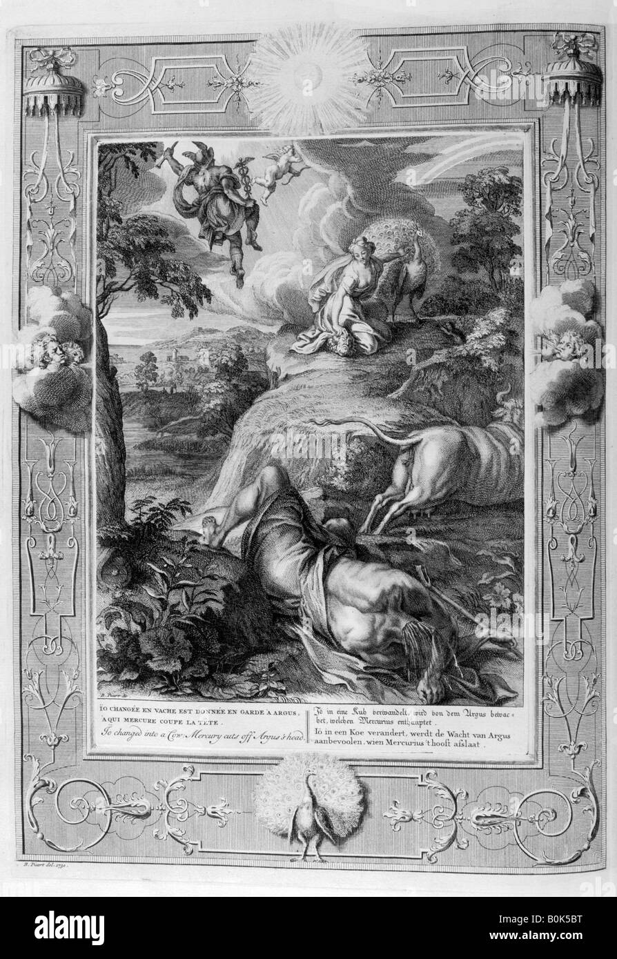 Io changed into a cow: Mercury cuts off Argus' head, 1733. Artist ...