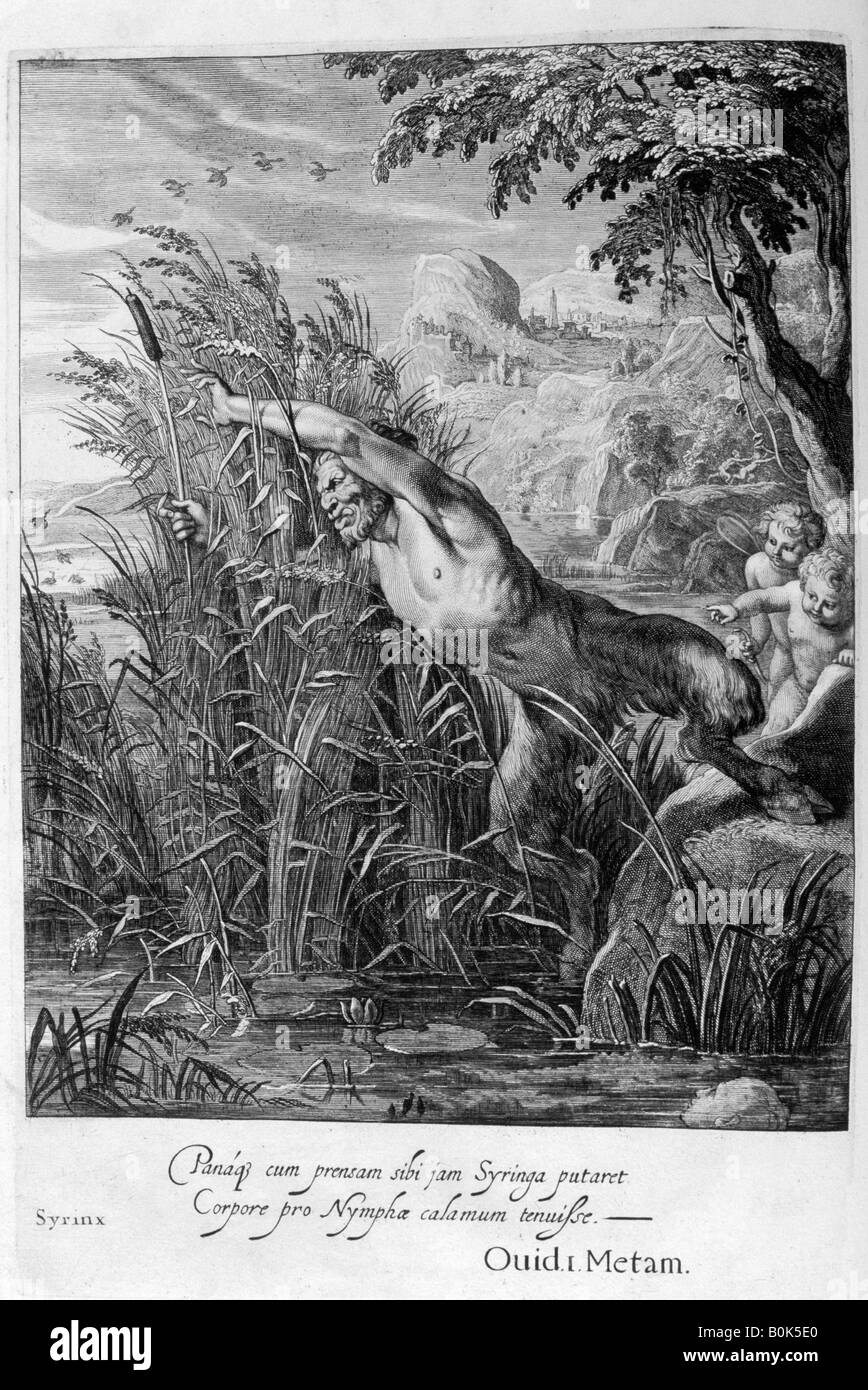Pan pursues Syrinx who is transformed into a reed, 1665. Artist: Michel ...