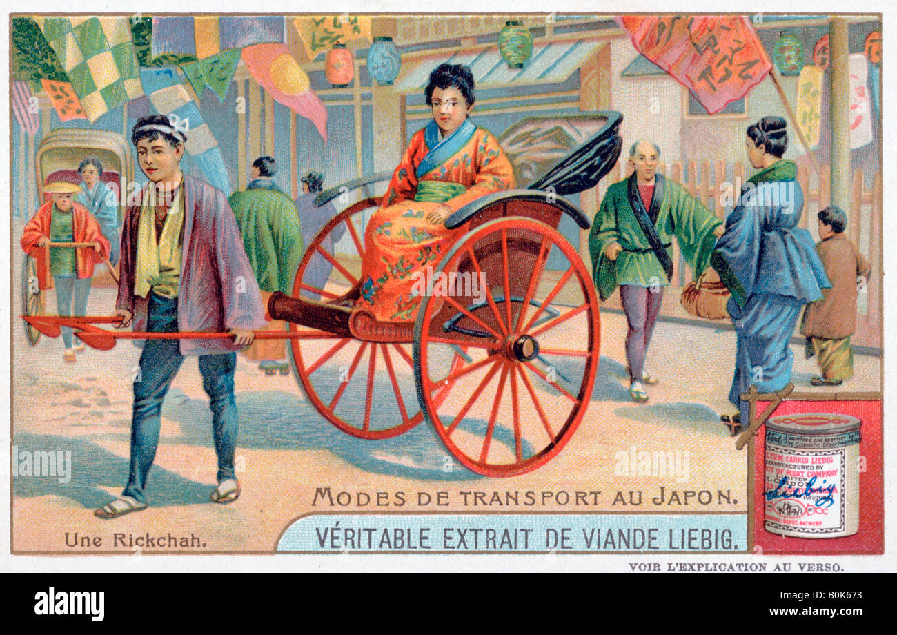 Modes of transport in Japan, rickshaw, 19th century. Artist: Unknown ...