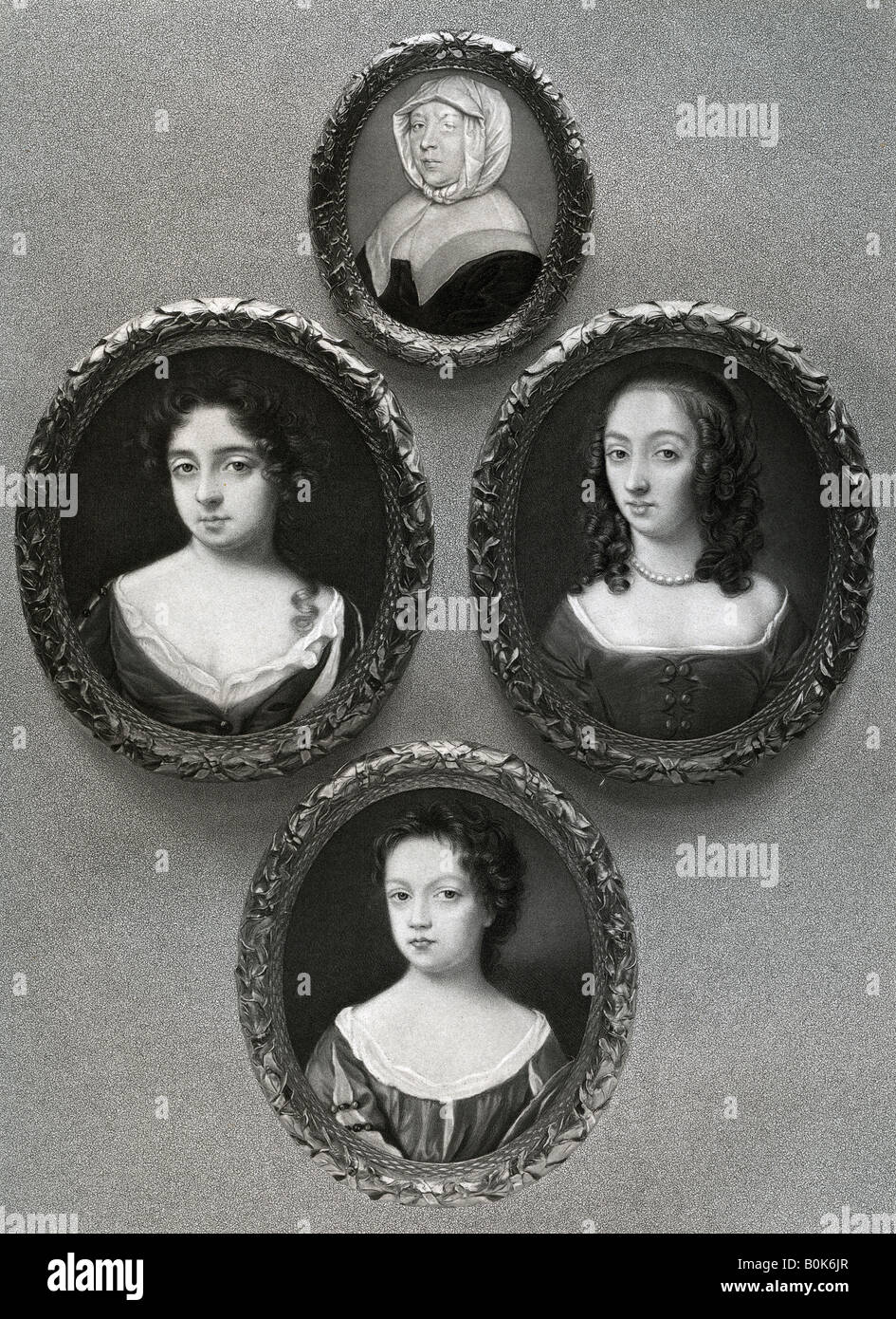 Elizabeth Cromwell, mother of Oliver Cromwell, and his daughters, Mary ...