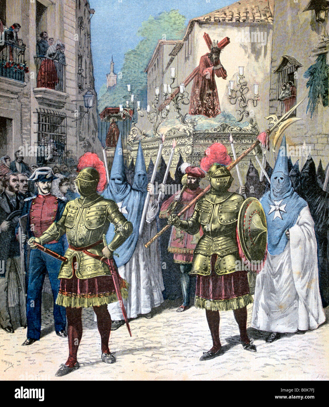 The procession of the Good Friday, Holy Week, Seville, 1891. Artist ...