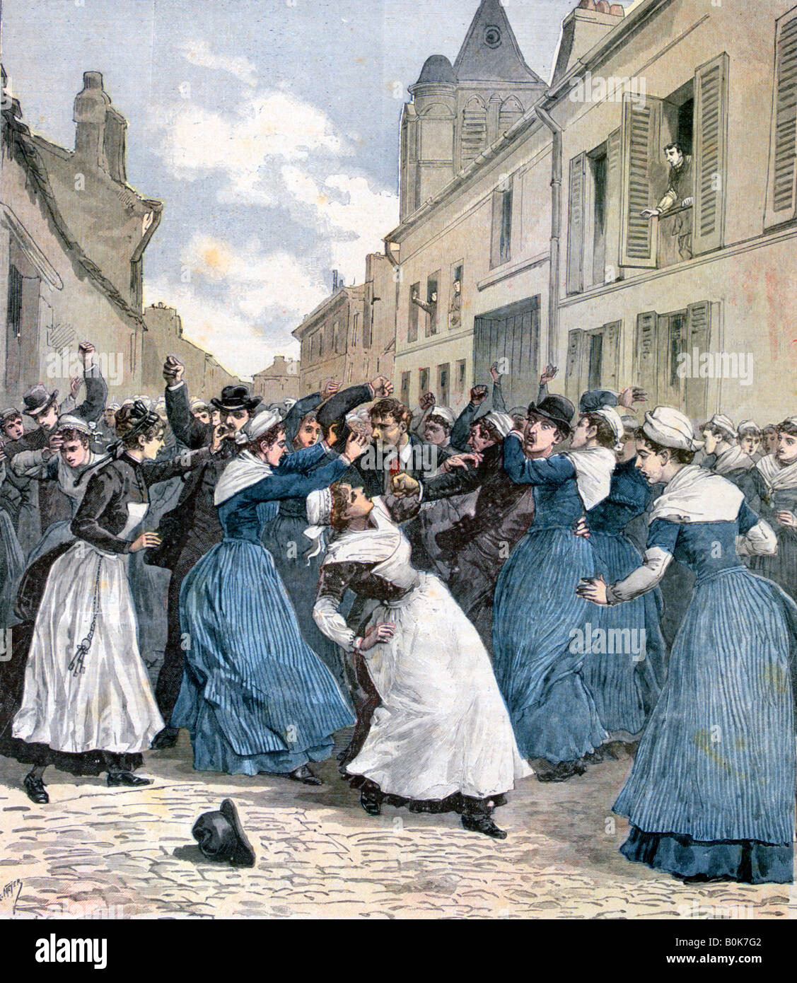 The taking away of the insane in Villejuif, Paris, 1891. Artist: Henri ...