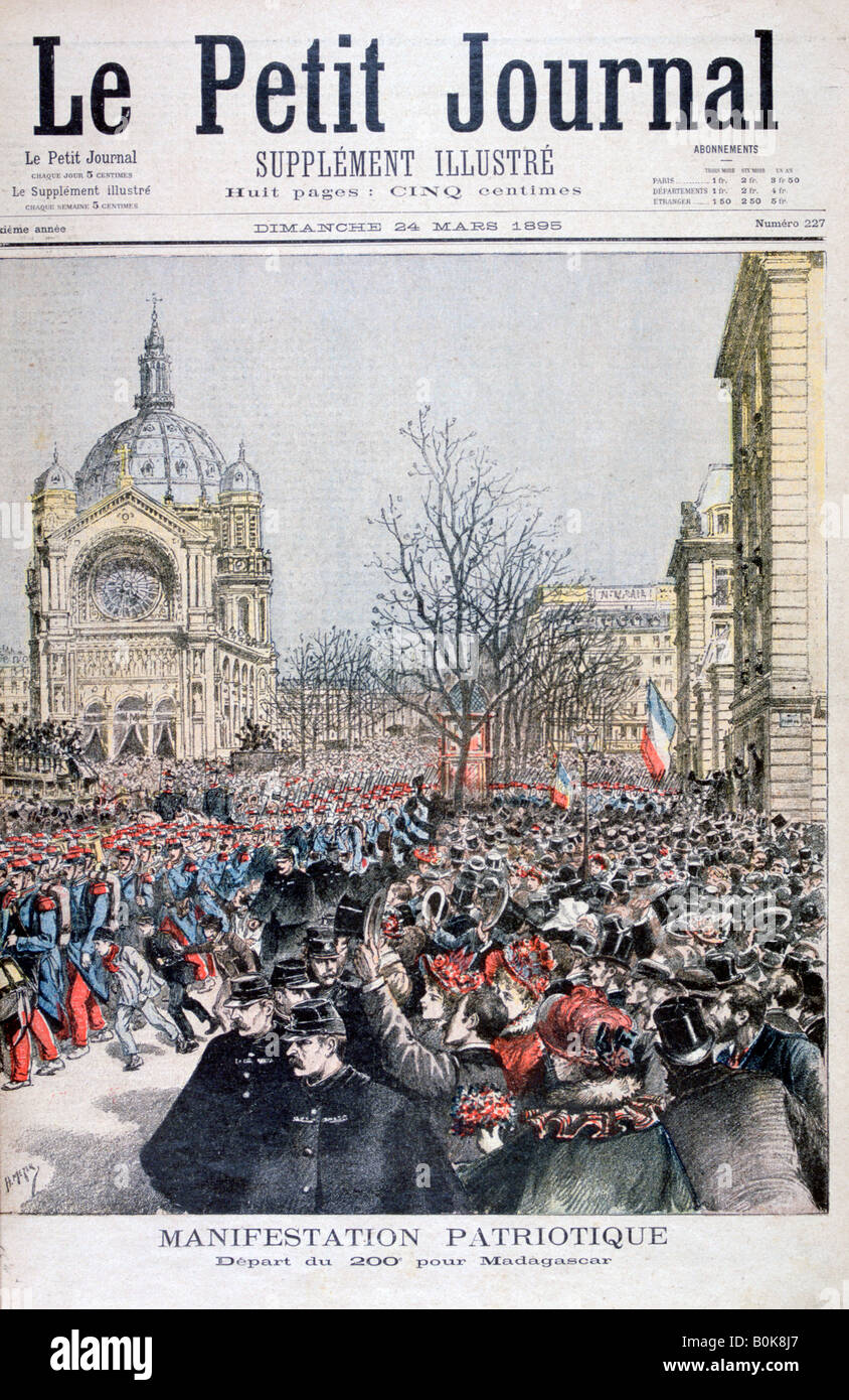 The departure of French troops to Madagascar, Paris, 1895. Artist ...