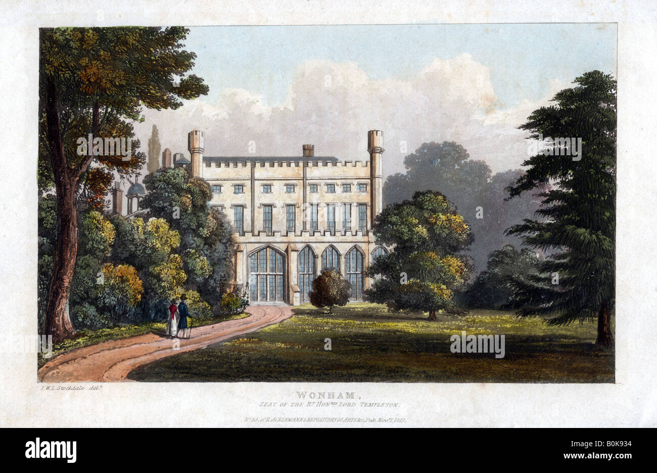 Wonham, Surrey, seat of Lord Templeton, c1827. Artist: Unknown Stock ...