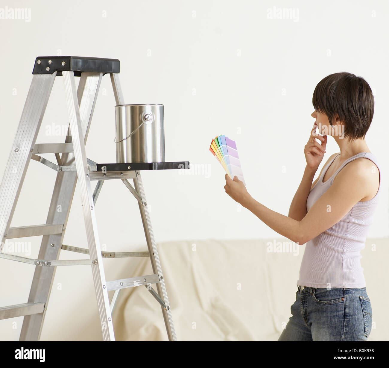Young Woman Looking at Color Swatches Stock Photo - Alamy