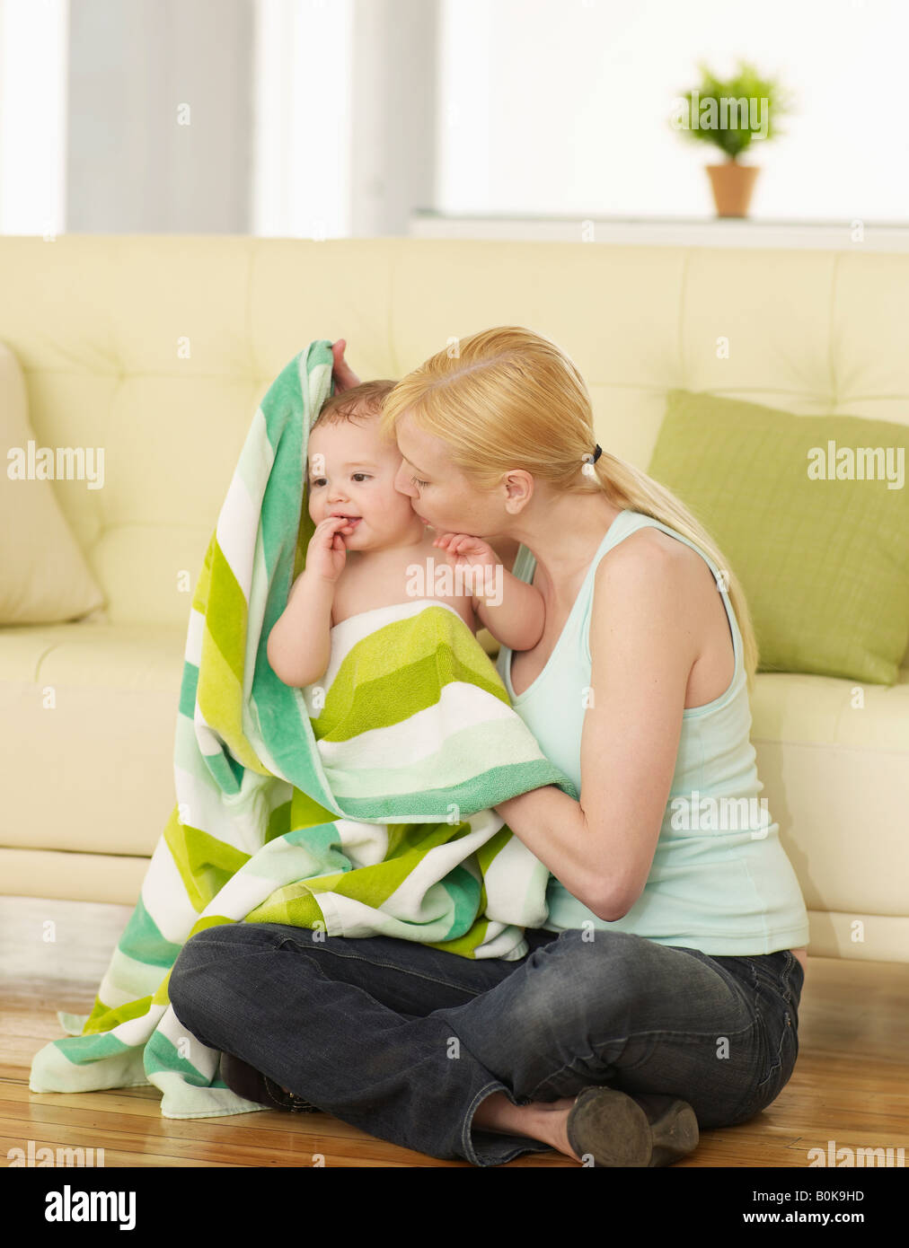 Mother Drying Baby Boy with Towel Stock Photo - Alamy