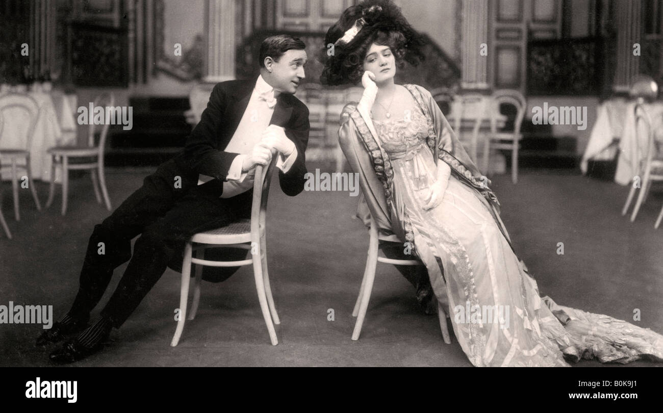 Lily Elsie and Joseph Coyne in The Merry Widow, 1907.Artist: Foulsham and Banfield Stock Photo ...