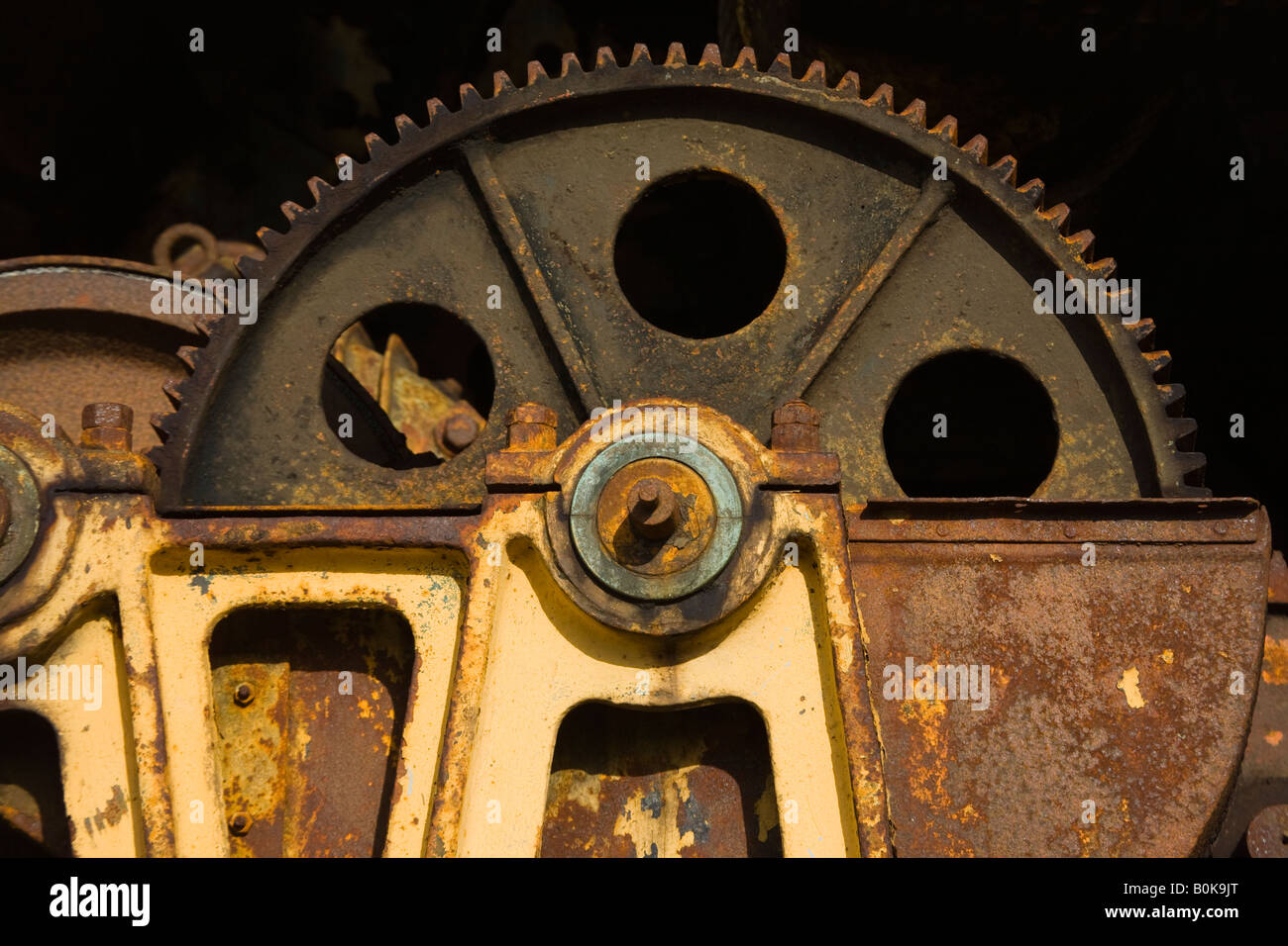 Rusty cog in disused crane at harbour, Irvine, Ayrshire, Scotland Stock ...