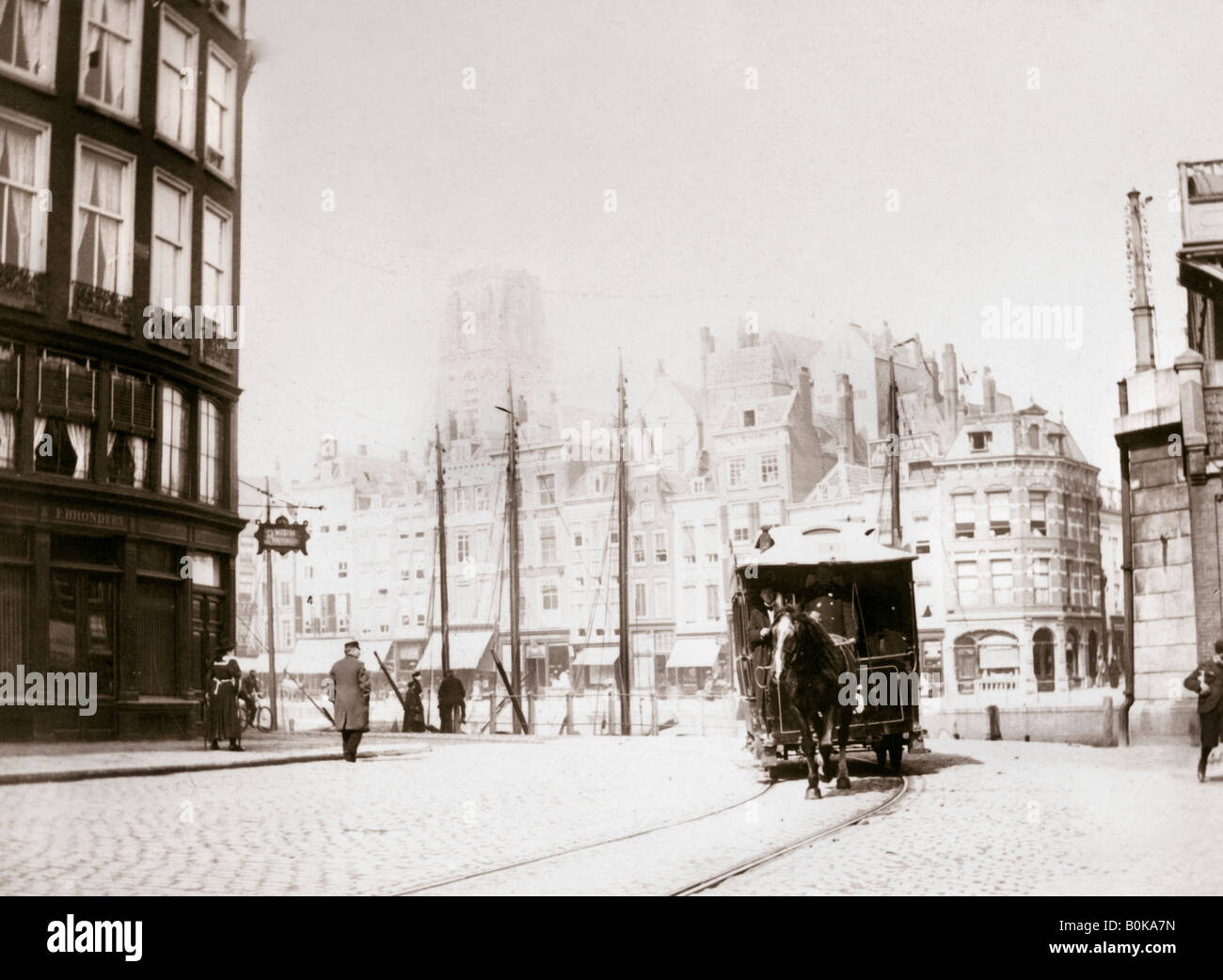 Horse-drawn tram, Rotterdam, 1898.Artist: James Batkin Stock Photo - Alamy