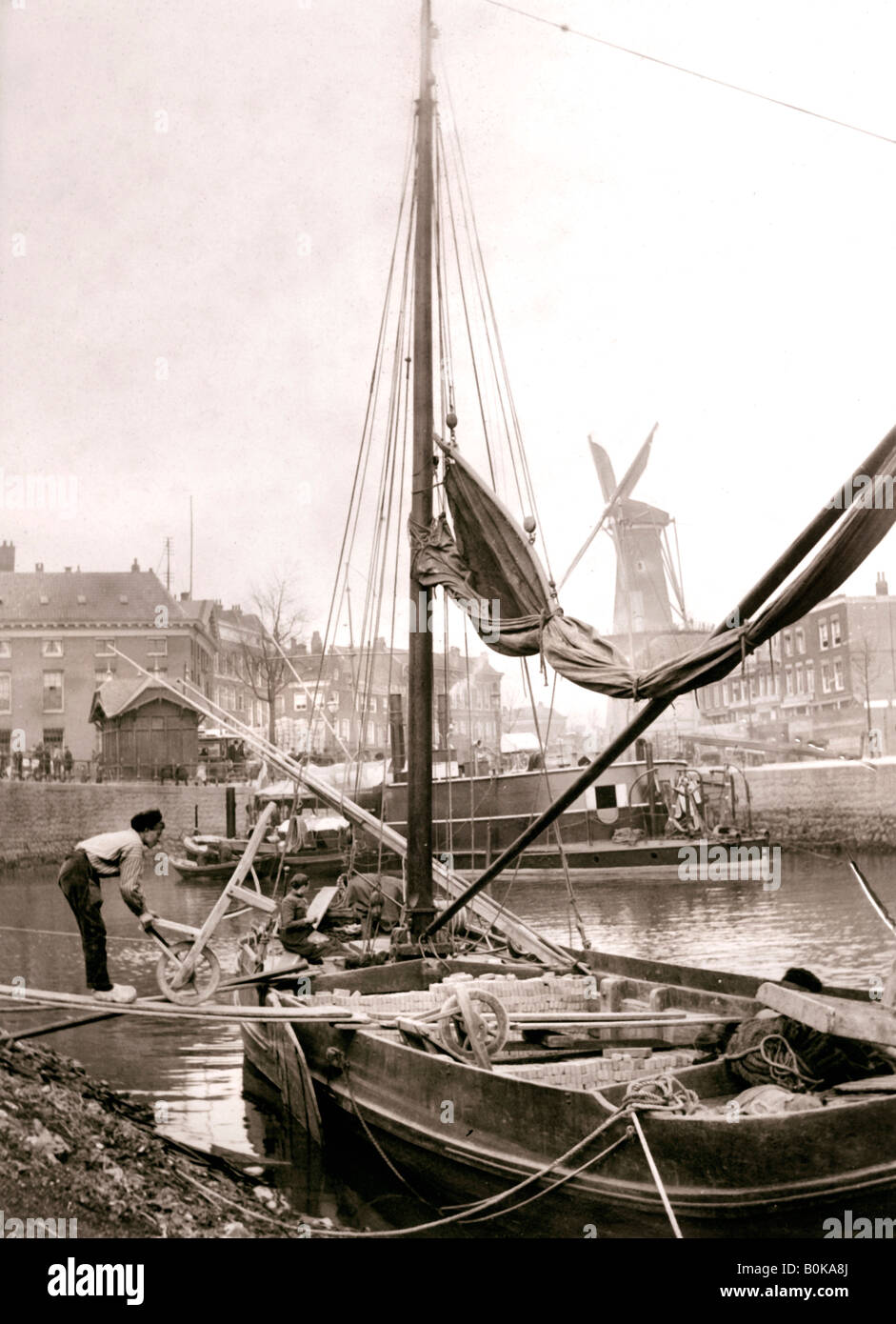 Canal boat, Rotterdam, 1898.Artist: James Batkin Stock Photo - Alamy