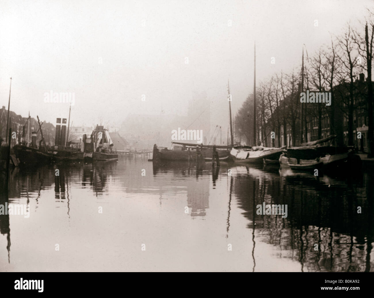 Canal boats, Dordrecht, Netherlands, 1898.Artist: James Batkin Stock ...