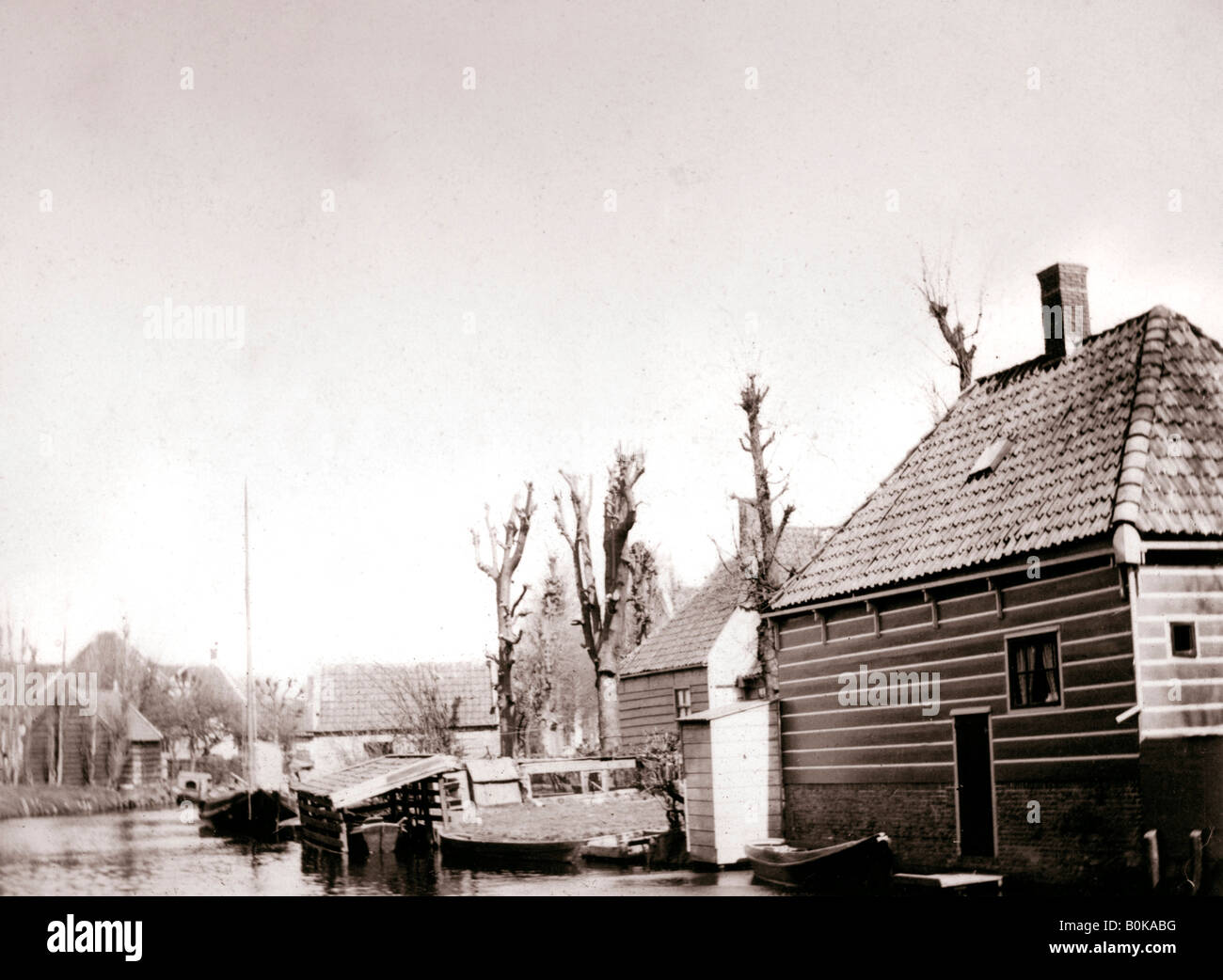 Canalside houses, Broek, Netherlands, 1898. Artist: James Batkin Stock ...