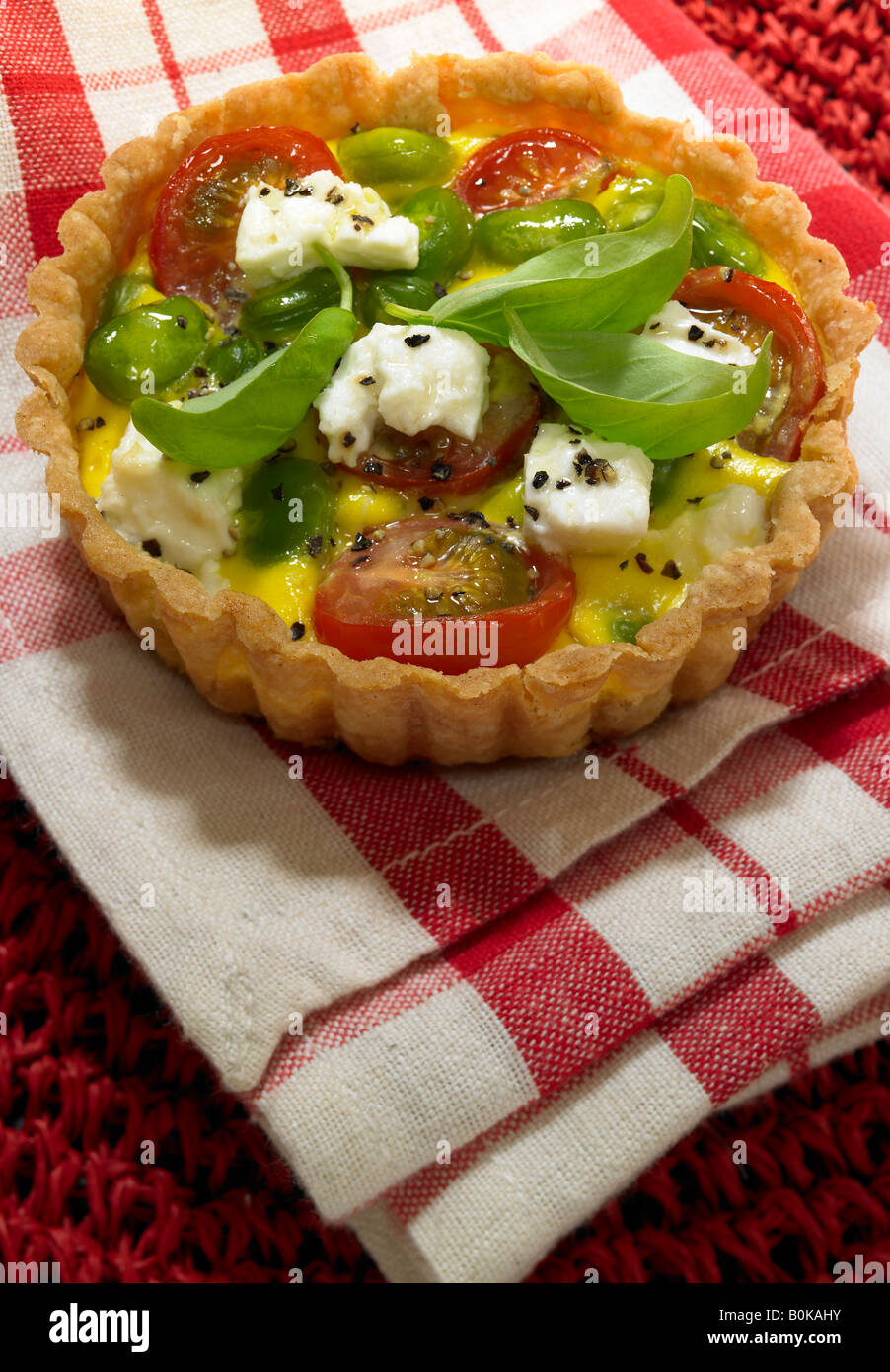 Feta ,Tomato, Basil,Broad Bean & Egg Tartlet.Pastry. Savoury Tartlet ...