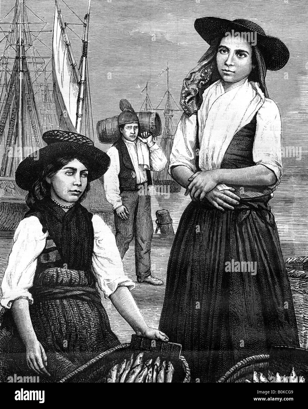 Portuguese women, 19th century. Artist: Ronjat Stock Photo - Alamy