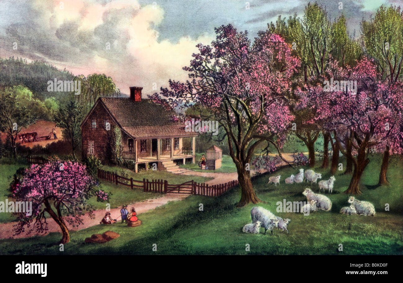 American homestead spring currier ives hi-res stock photography and ...