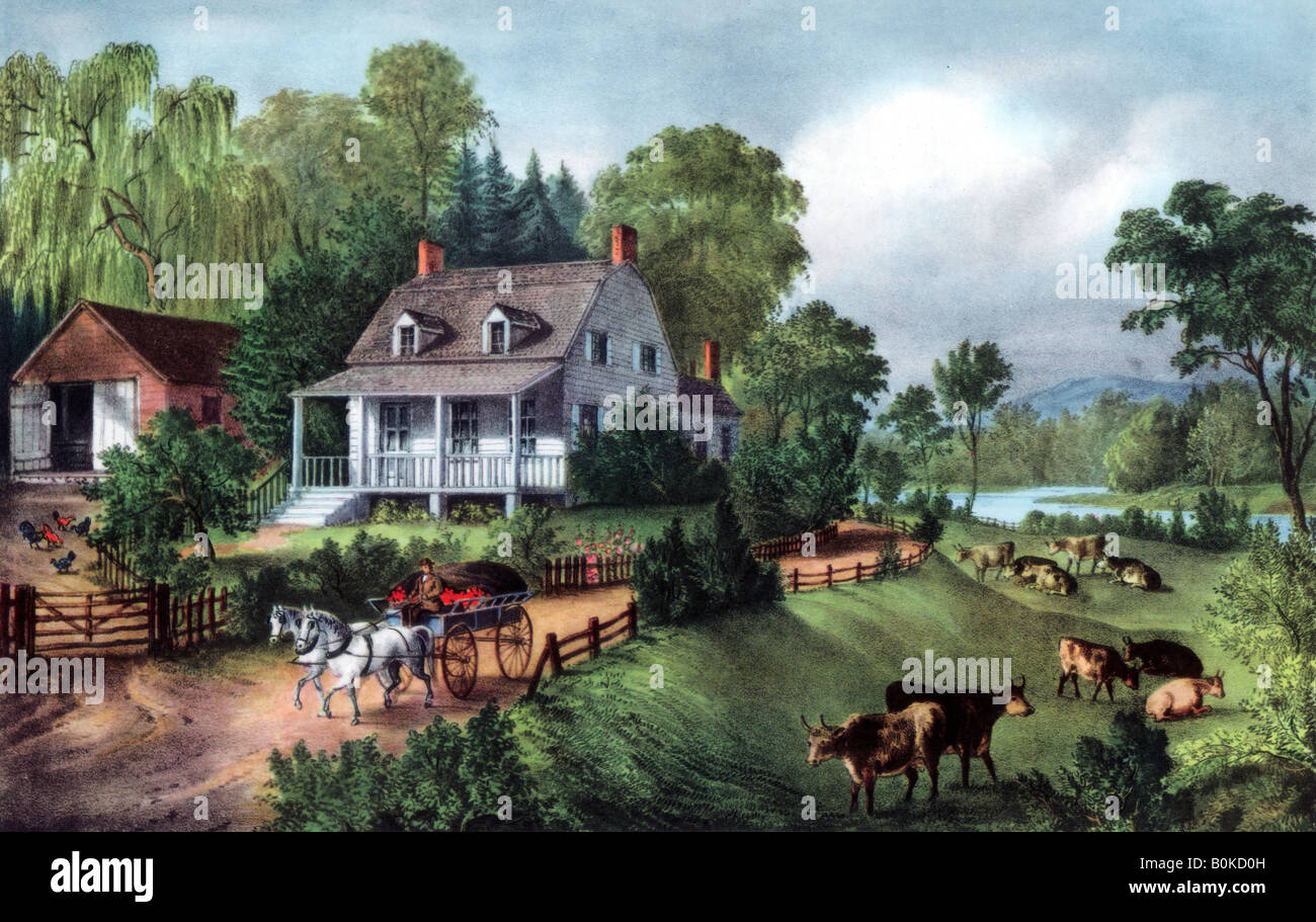 'American Homestead in Summer', 1868. Artist: Currier and Ives Stock ...