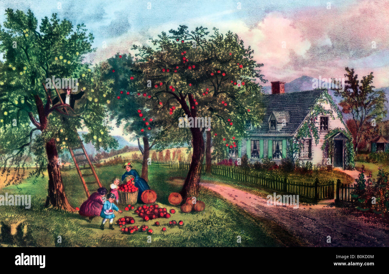 'American Homestead in Autumn', 1869. Artist: Currier and Ives Stock ...