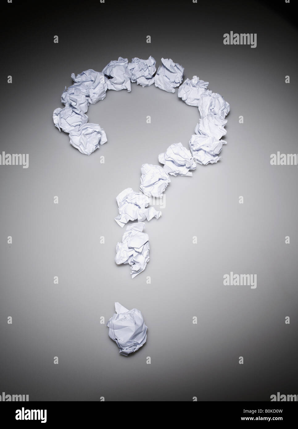 Question Mark Made of Crumbled Paper Balls Stock Photo - Alamy