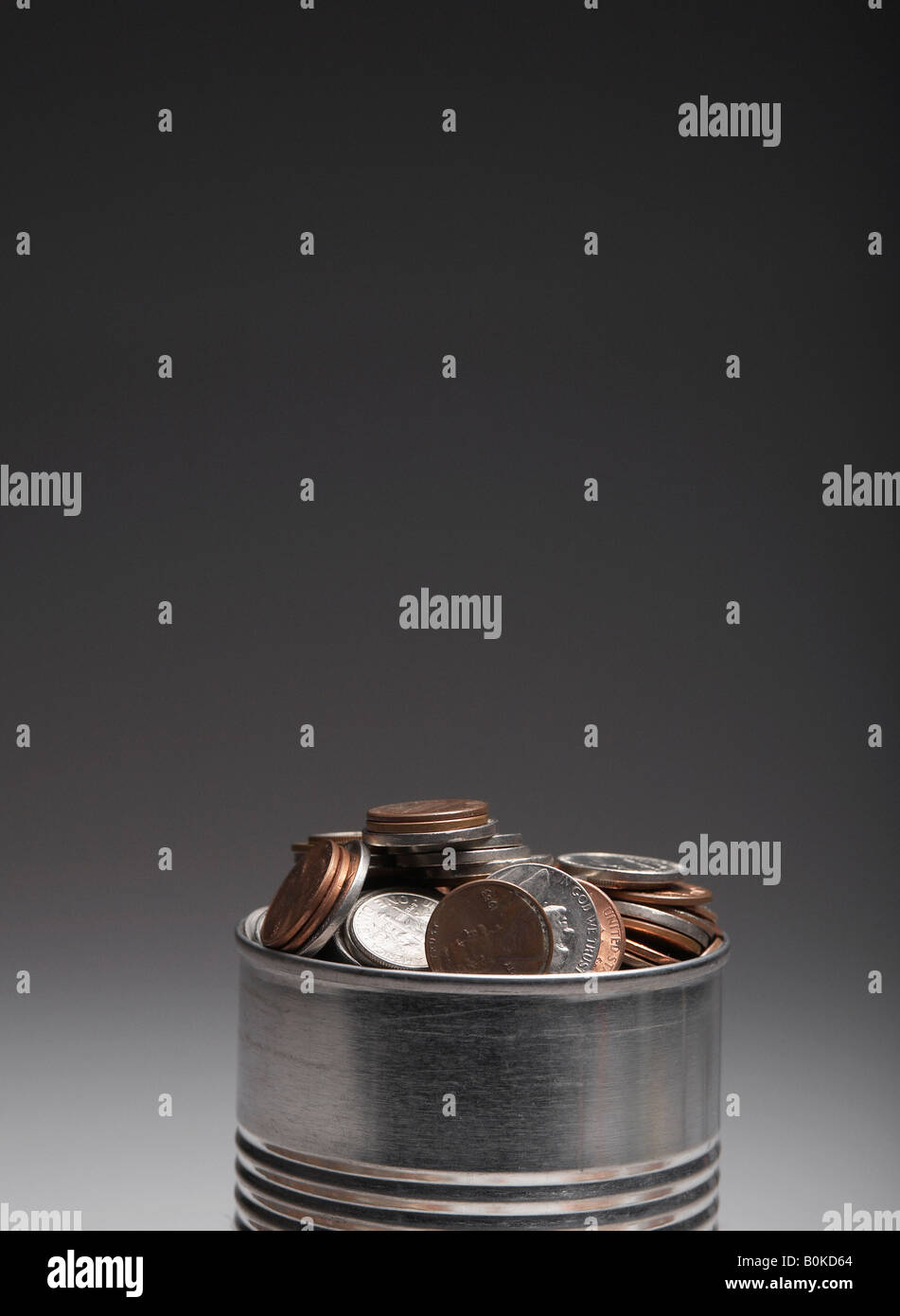US Coins in Tin Can Stock Photo - Alamy