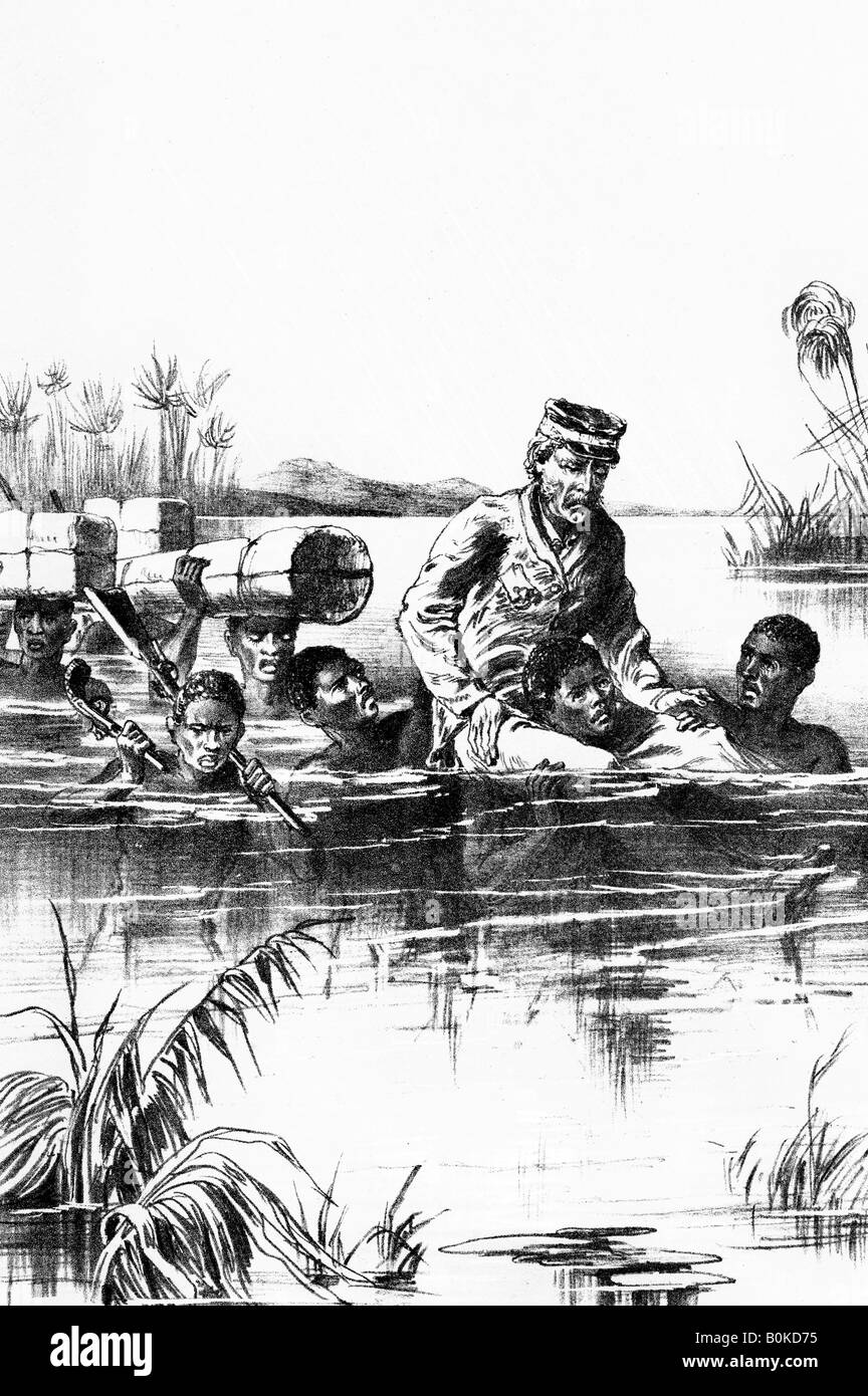 Livingstone on his last journey, 19th century. Artist: Unknown Stock ...
