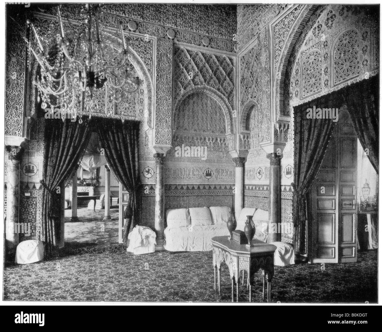 Salon of Maria de Padilla, Alcazar, Seville, Spain, late 19th century ...