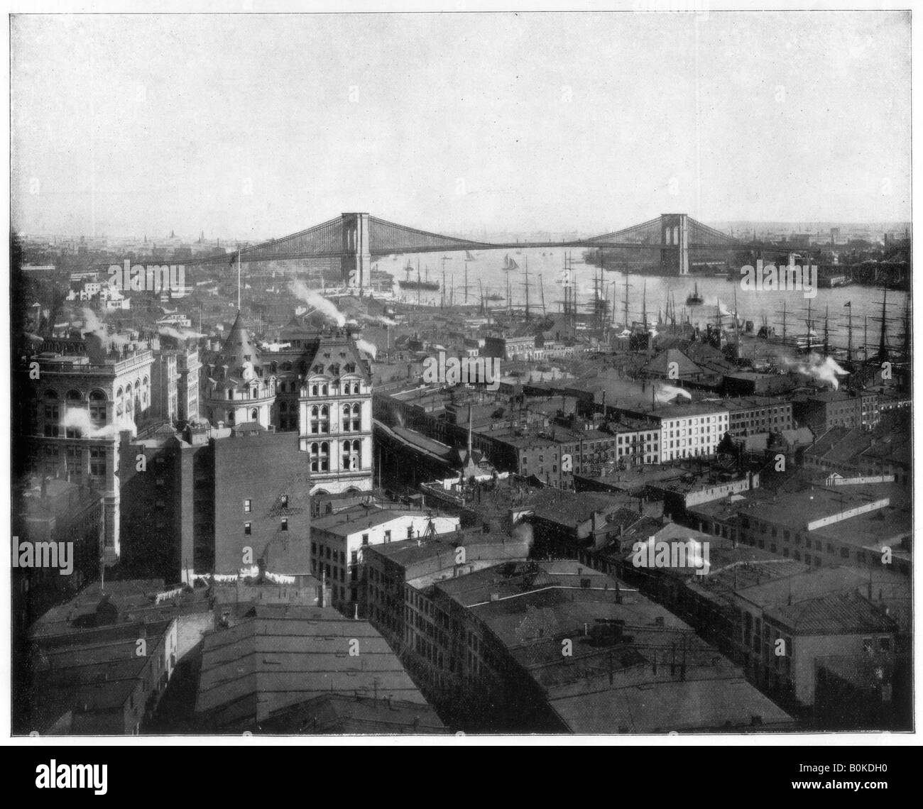 New York and the Brooklyn Bridge, late 19th century. Artist: John L ...