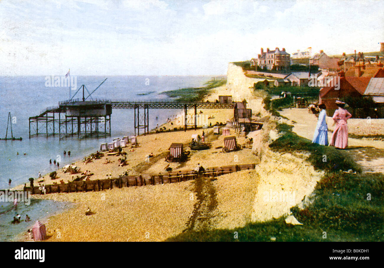 Rottingdean beach, East Sussex, looking west, c1900s-1920s. Artist ...