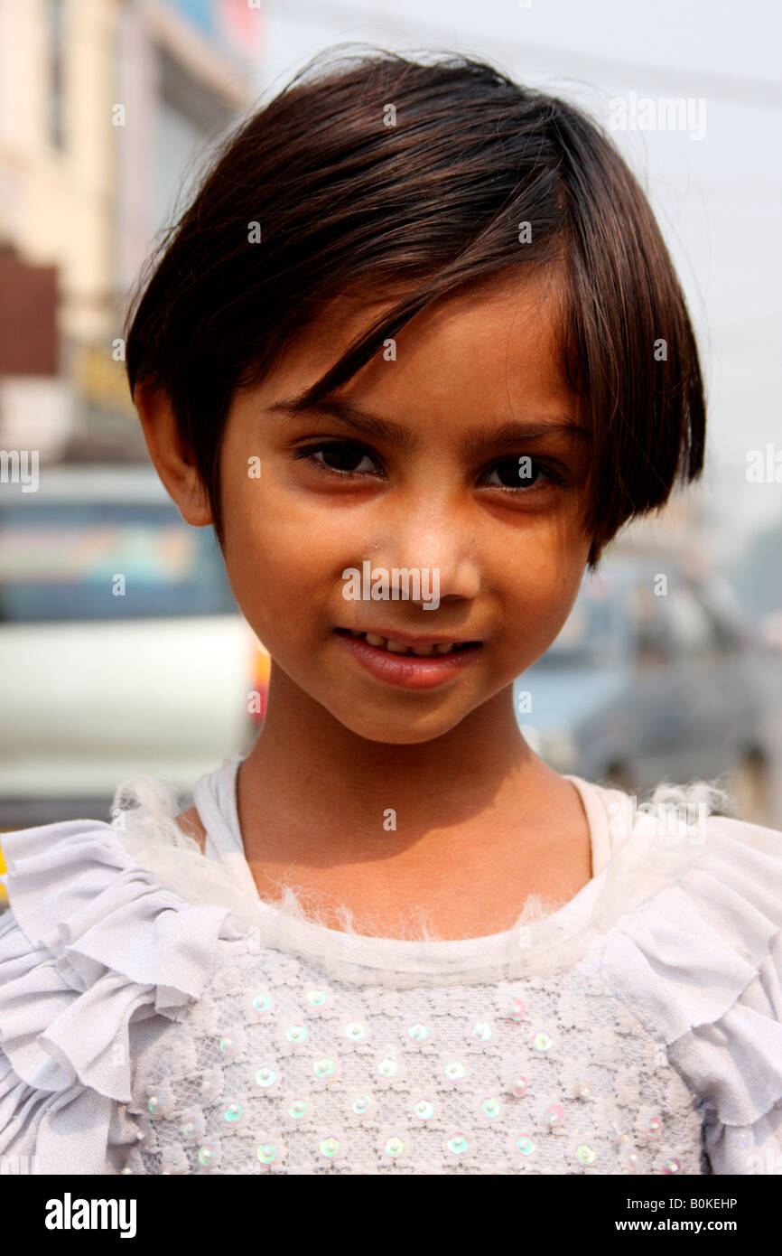A smiling Hindu girl met on a street in Agra India Stock Photo - Alamy