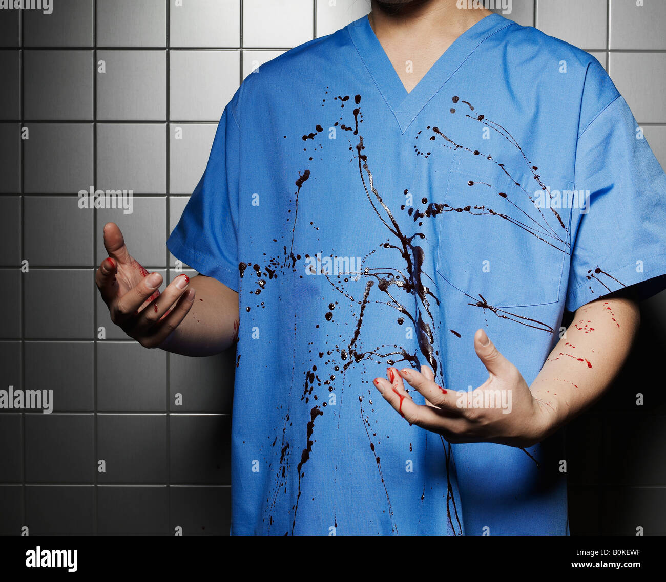 Blood Spilled on Doctor's Coat Stock Photo - Alamy
