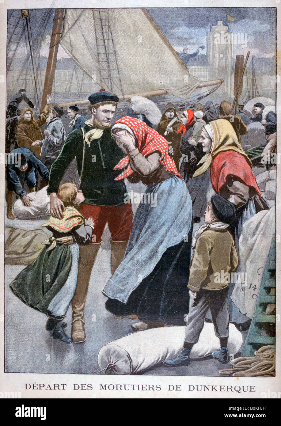Departure of the cod-fishing boats from Dunkirk, 1900. Artist: Oswaldo ...