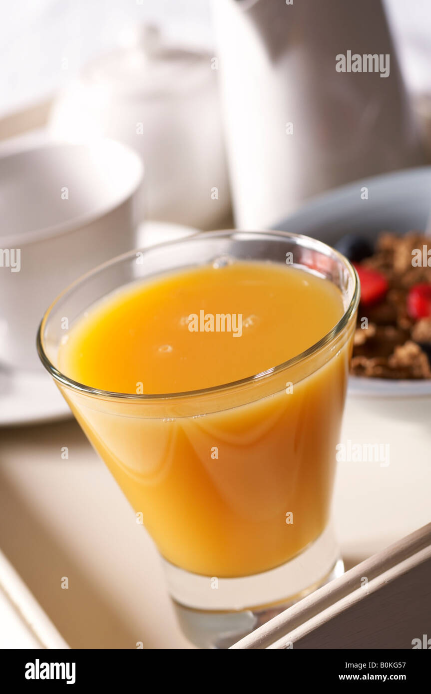 Glass of Orange Juice on breakfast tray Stock Photo - Alamy
